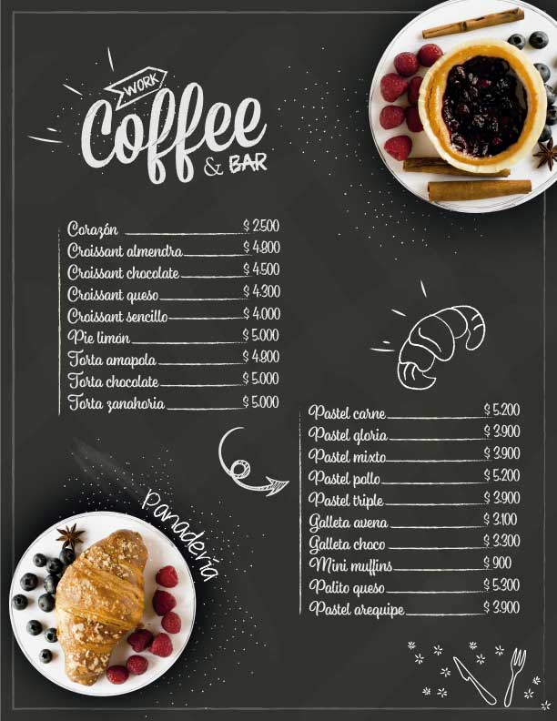 menu coffee bar
