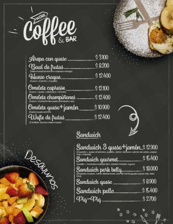menu coffee bar